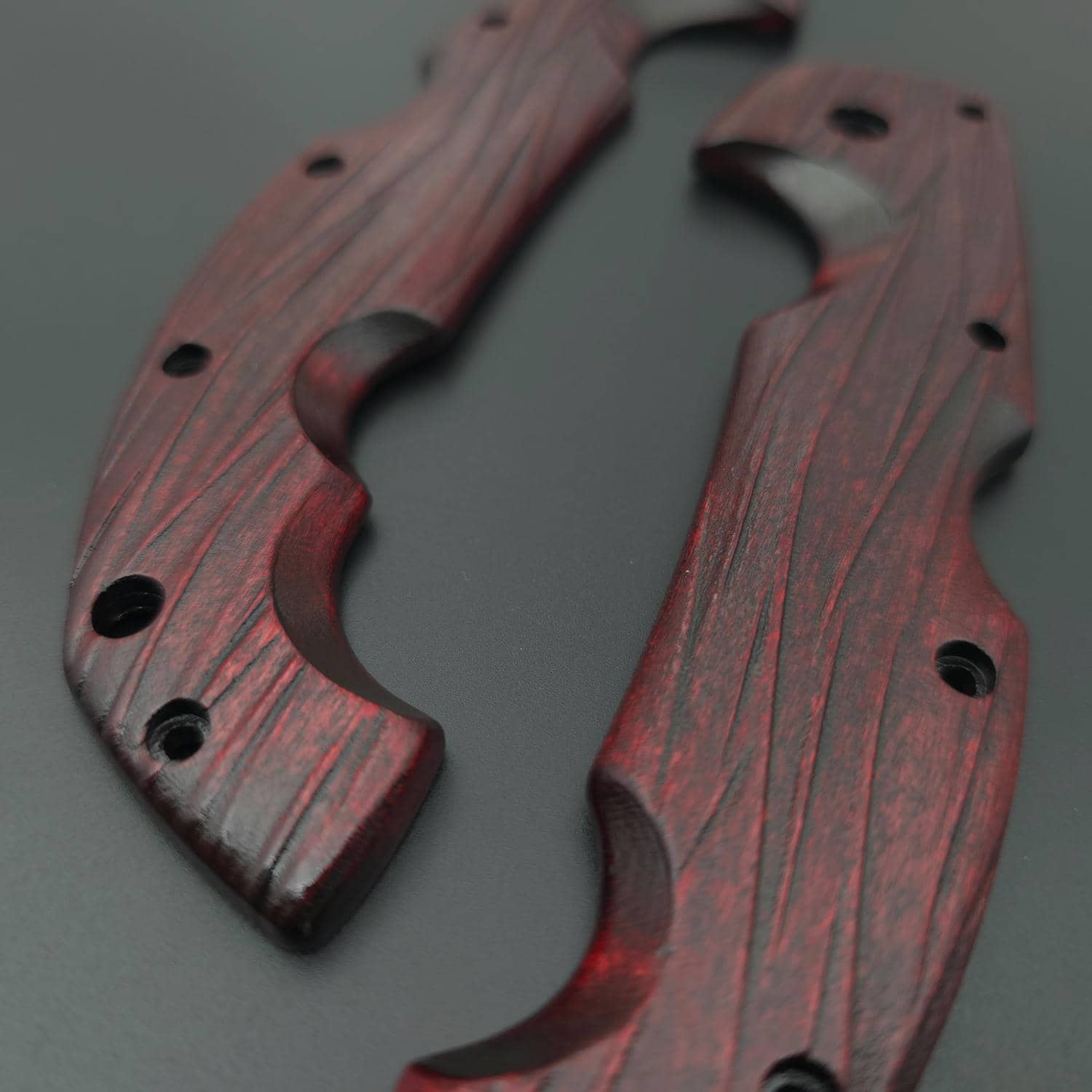 Cold Steel Voyager Extra Large maple handle scales - Fibers Dark Blood ...
