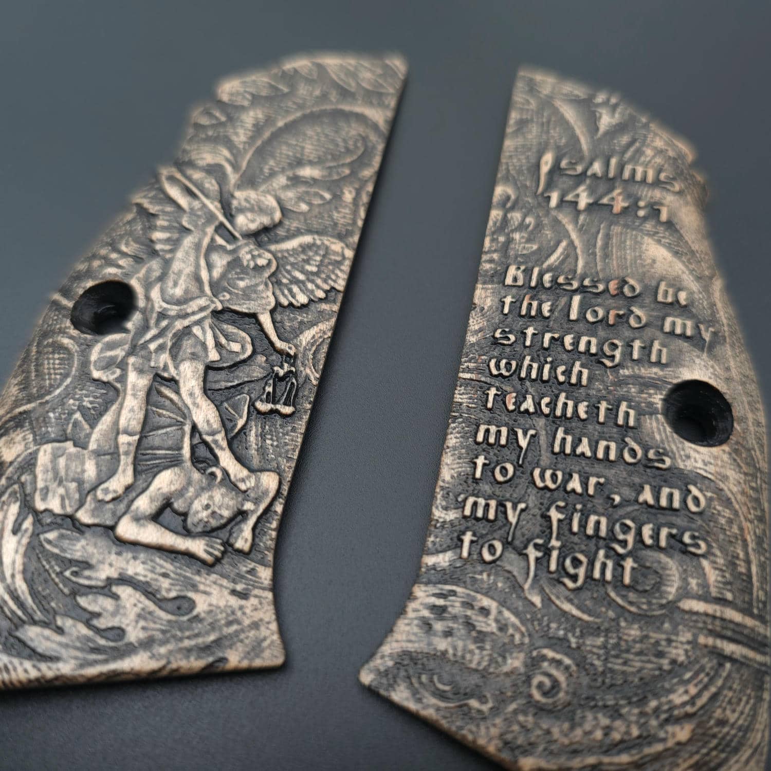 CZ Shadow 2 maple grips - Psalms 144:1 X Archangel Michael / hand-painted
